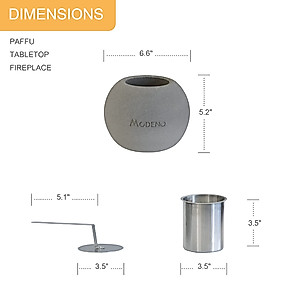 Bio Ethanol Fireplace Smokeless Portable Concrete Mini Tabletop Fire Pit Bowl Pot for Indoor Outdoor Garden Decor, 6.57in x 6.57in x 5.2in, Grey