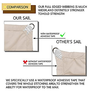 Coarbor Waterproof Sun Shade Sail Rectangle Perfect for Patio Outdoor Garden Custom Beige 16'x 16'