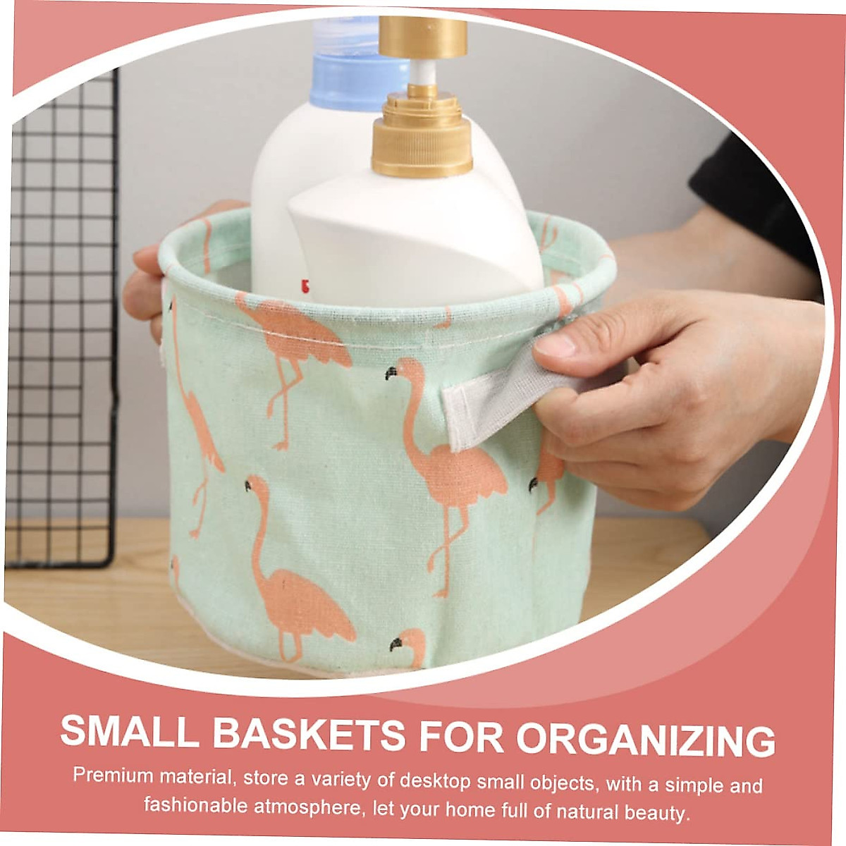 Outanaya 2pcs Storage Basket Mini Containers Shelf Organizer Bins Decorative Storage Bins Snack Containers Canvas Storage Bin Shelves Mini Baskets Decorative Basket Foldable Cotton Linen