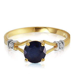 Galaxy Gold GG 14k Yellow Gold Ring with Natural Diamonds and Sapphire - Size 7.5