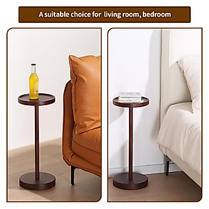 EVERBBKING Solid Acacia Wood Pedestal Side Table, Drink Table, Small End Table Pedestal End Table, Small Pedestal Table Small Round Table Martini Table