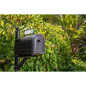 Architectural Mailboxes Roxbury Galvanized Steel Post Mount Mailbox, Compatibility Code F, 7900-5B-R, Black, Large Capacity