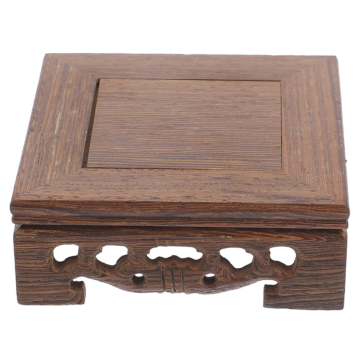 COLLBATH 4pcs Carved Wood Lifting Base Wood Display Stand Riser Flower Pot Stand Thai Wood Base Retro Crafts Stand Planter Holder Buddhist Plant Holder Wood Trim Desktop Teapot Stand Wooden
