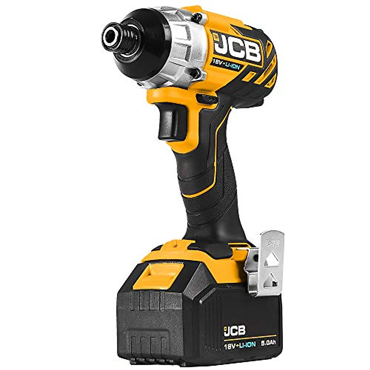 JCB Tools - JCB 20V Cordless Brushless Impact Driver Power Tool - 5.0Ah Battery, Charger, Zip Case - Compact Screwdriver For Home Improvements And Professionals, Decking, Removing Bolts, Long Screws