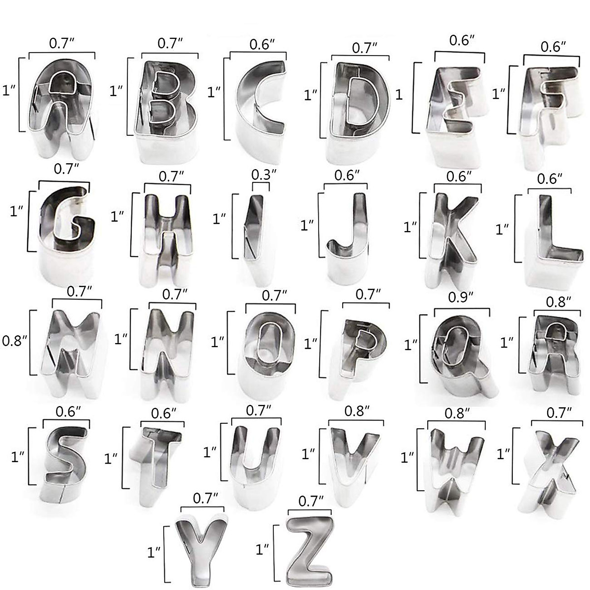 26pcs Alphabet Cookie Cutters Set Small Stainless Steel Letter Molds for Baking, Pastry, Fondant, Donuts Biscuit, Fruit, Cake Decorating Tools by ALNGFUIK