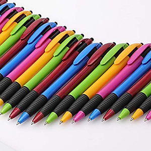 Sikao Pens Bulk Gripped Slimster Retractable Ballpoint Pen Medium Point Black ink Smooth Writing Pens for Journaling No Bleed (60Pack)