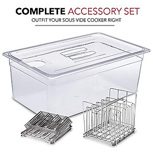 VÄESKE Large Sous Vide Container with Lid and Racks Kit | Sous Vide Accessories | Väeske Large Sous Vide Container with Lid and 2 Racks | Sous Vide Accessories | Compatible with Anova, Anova Nano, Joule, Instant Pot, Sous Vide Cookers (26 QT, Container/Ra