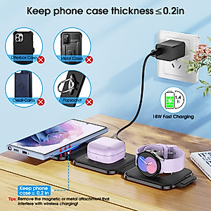 Pocket Wireless Charger for Samsung Android Phone, Fast Foldable Travel Wireless Charging Station Stand Compatible for Samsung Galaxy Watch/Buds Pro/for Samsung S24/S23 Ultra/S22/Z Flip 4/3 Fold 4/3
