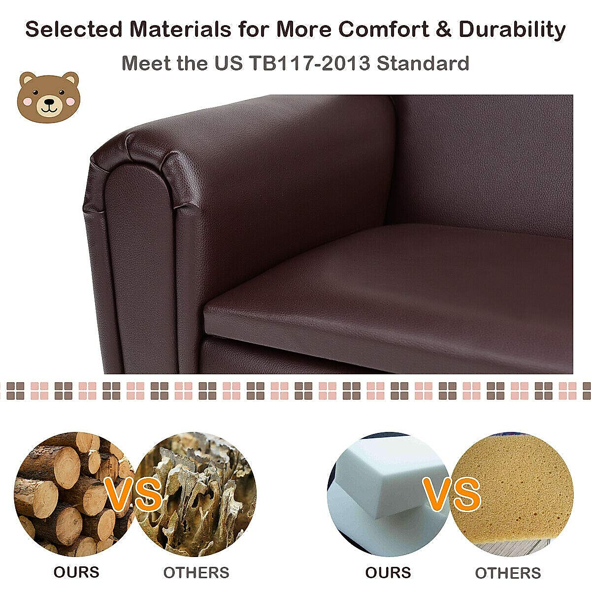 FANTASK Child’ s Sofa, Kid Armrest Sofa Chair Living Room Furniture, Kids Sofa Lounge Bed with Hidden Storage Compartment, Double Seat Upholstered Armchair, Great Gift for Kids, Toddlers