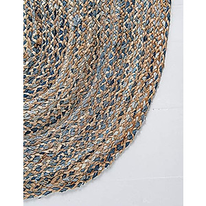 Unique Loom Braided Chindi Collection Casual Modern Blue Oval Rug (4' 0 x 6' 0)