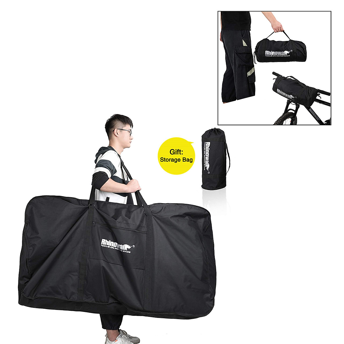 HUNTVP Bike Travel Bag Bicycle Transport Carrying Case with a Carry Bag for 26-29inch Folding Bike Foldaway Bicycle