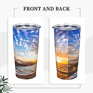 20 OZ Tumbler Double Wall Stainless Steel Cup Ocean Wave Sunset Printed Vacuum Insulated Coffee Cups Car Mug Home Office Travel