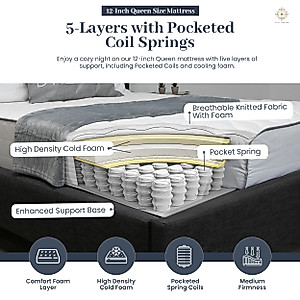 Aylas Furniture Queen Size Mattress - 12 Inch Cool Memory Foam & Spring Hybrid Mattress with Breathable Cover - Tight Top - Rolled in a Box by Oliver & Smith