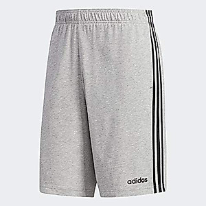 adidas Men's Essentials 3-stripes Single Jersey Shorts, Medium Grey Heather/Black, Medium