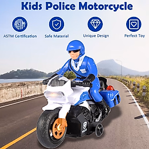 Liberty Imports RC Police Patrol Motorcycle with 360 Degree Rotation - 2CH Remote Control Cop Motor Bike for Kids, Toddlers