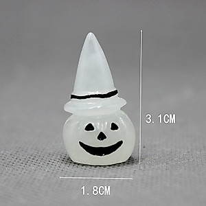 BinaryABC Halloween Glow in The Dark Pumpkin Ghost Miniature Figurines,Luminous Garden Ghost Decor, Fairy Garden Doll House Accessories,Halloween Party Favors,4Pcs
