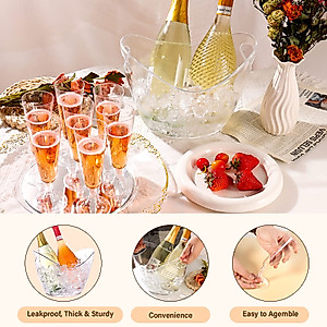 Ice Bucket for Parties 2 Pcs 4 Liter Beverage Tub Ice Tub Wine Beer Drink Buckets for Parties Mimosa Bar Clear Plastic Champagne Acrylic Ice Bucket with Scoop for Cocktail Beer Bottle