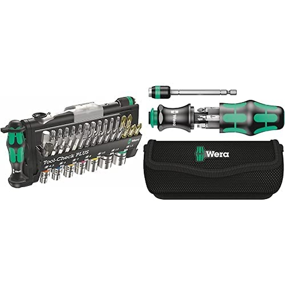 Wera Tool-Check Plus Bit Ratchet Set with Sockets + Kraftform Kompakt 25 Pouch Set