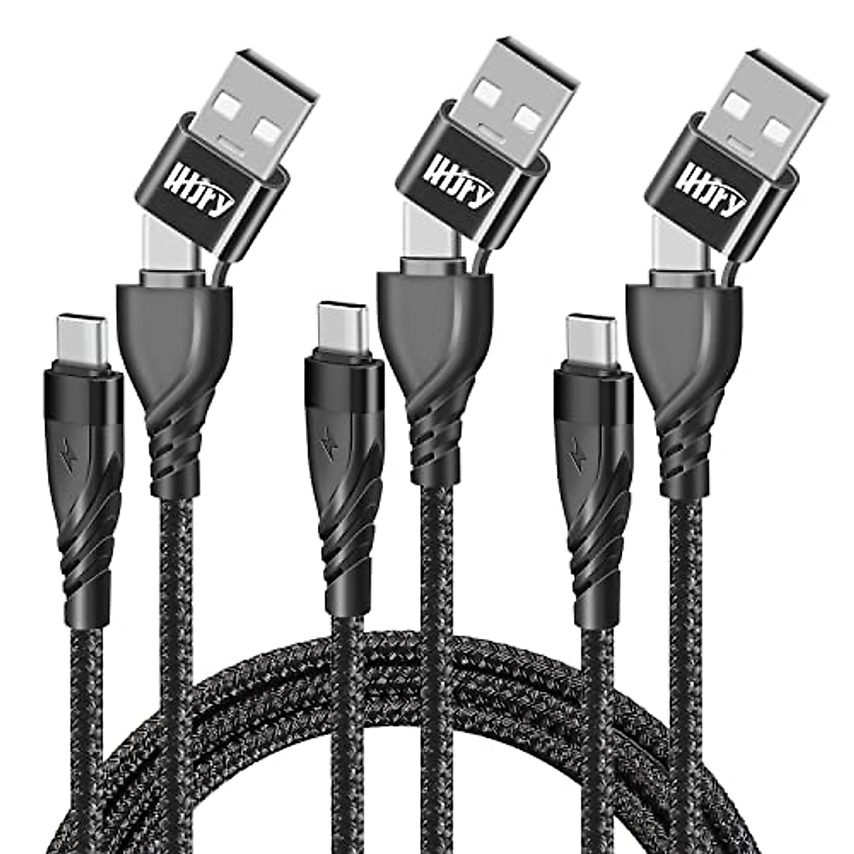 USB A/C to Type C Cable, LHJRY 6.6Ft 65W 3Pack Fast Charging Cable, Support PD/QC 3.0 Fast Charge Compatible with Samsung Galaxy S22 S21 S20 S10 Note 20 10, LG V50 Google Pixel and Other USB C Charger