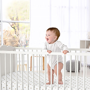 Sweet Jojo Designs Stars Boy or Girl Fitted Crib Sheet Baby or Toddler Bed Nursery - White and Gold Star for Celestial Sky Gender Neutral Unisex Collection