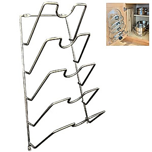 Evelots 5-Slot Cabinet Lid Holder/Organizer-Knobs-Plastic Coated Iron-Easy to install-Chrome