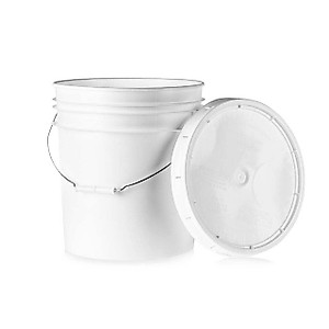 EPackage Supply 20 Liter Plastic Bucket with Lid I Heavy Duty I Food Storage, BPA-Free I All Purpose Pail I Heavy Duty I White (1 Count)