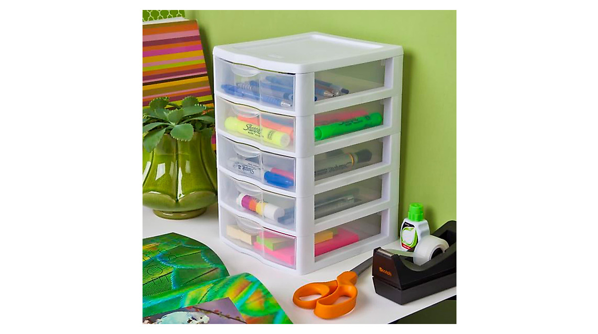 Sterilite 5-Drawer Storage Units - Stackable & Clear for Home & Office