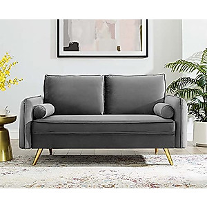 Modway Revive Performance Velvet Loveseat, Gray