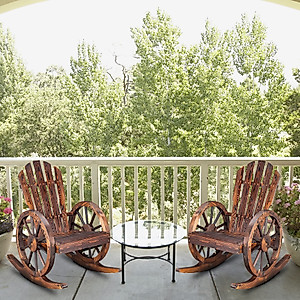 Rocking Chair, Porch Rocker Outdoor Rocking Bench, Wooden Patio Rocker, Rocking Chair Outdoor Porch Bench for Farmhouse Decoration 24.21" L x 35.04" W x 37.01" H