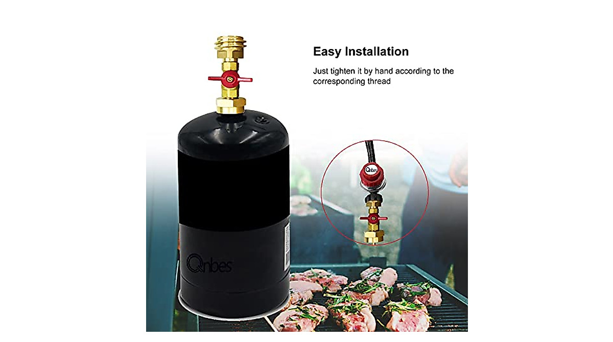 1lb to 20lb Propane Tank Adapter with Valve for Safe Outdoor Cooking
