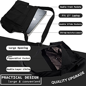 Canvas Messenger Bag Large Hobo Crossbody Bag with Multiple Pockets Casual Shoulder Tote Bag for Women and Men