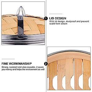 YARDWE 1 Set Stainless Steel Food Steamer Bamboo Steamer Kitchen Steamer with Lid Basket Egg Steamer Rack Metal Egg Steam Rack for Home Restaurant Kitchen 30cm