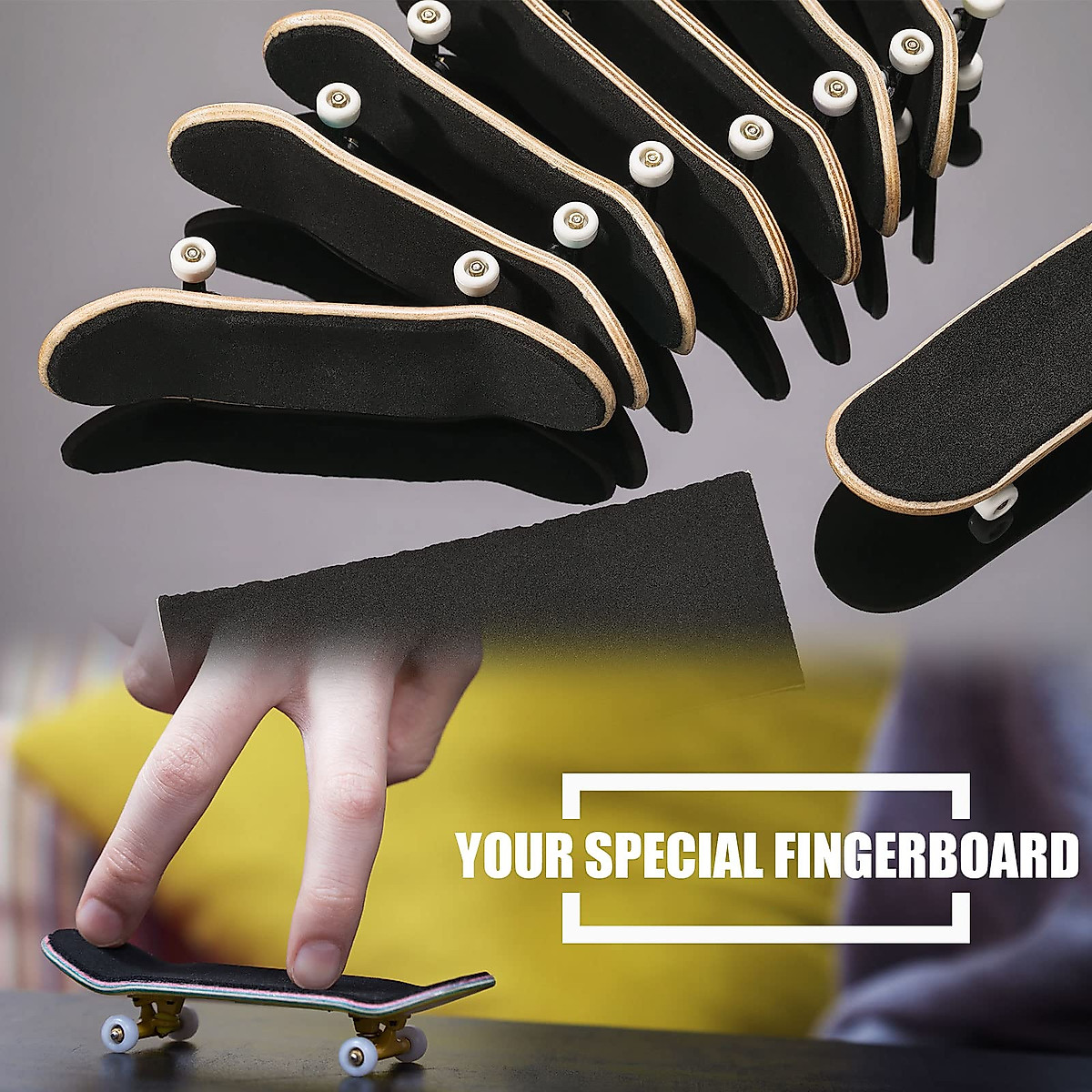 30 Pcs Fingerboard Foam Grip Tape Adhesive Foam Fingerboard Stickers Uncut Foam Tape for Fingerboard Finger Toy Skateboard, 36 x 110 mm