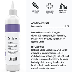 Smiling Paws Pets Medicated Tris Flush Dog Ear Cleaner Solution and Infection Treatment for Dogs and Cats Ear Flush for Dogs Ear Cleaner for Dogs & Cats - Cat & Dog Ear Wash Contains Ketoconazole 12oz