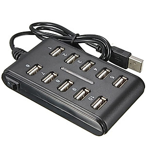 SHYPT High Speed 480 Mbps USB 2.0 Hub 10 Port Multi Personal Computer USB Hub Portable USB Splitter
