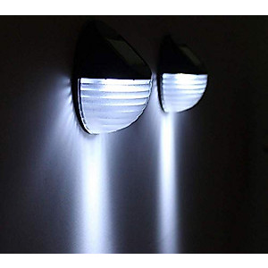 Lxcom Lighting Solar Powered Wall Lights 4 Pack Solar Power Fence Lights Outdoor Solar Stair Lights 2 LED Step Light Wall Mount Garden Path Step Lights for Garden Fence Walkways Stairways Path Pathway