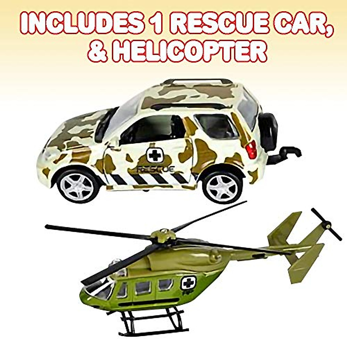 ArtCreativity SUV Toy Car with Trailer and Helicopter Playset for Kids, Interactive Northern Trek Play Set with Detachable Helicopter & Opening Doors on 4 x 4 Car, Best Birthday Gift for Boys & Girls