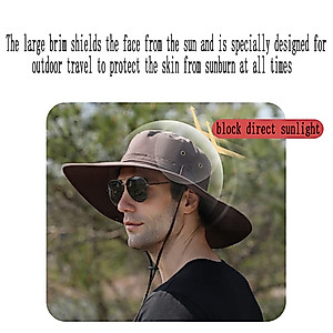 UPF 50+ Sun Protection Waterproof Breathable Wide Brim Bucket Sun Hat (cotton polyester, H2-grey)