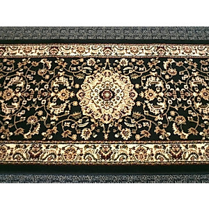 Bellagio Traditional Area Rug Runner 32 Inch X 10 Feet Black Design 401