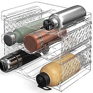 Simple Houseware 3-Tier Stackable Water Bottle Storage Organizer, Clear