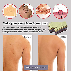 MIG4U Shower Exfoliating Scrub Gloves Medium to Heavy Bathing Gloves Body Wash Dead Skin Removal Deep Cleansing mitts for Women and Men 5 Pairs 5 Colors