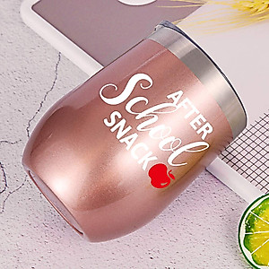After School Snack Mug.Teacher Gifts for Women.Year End Graduation Gifts,Thank You Gifts,Christmas Gifts for Teachers Wine Tumbler(12oz Rose Gold)