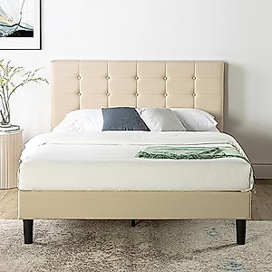 ZINUS Ibidun Upholstered Platform Bed Frame, Mattress Foundation, Wood Slat Support, No Box Spring Needed, Easy Assembly, Full, Beige
