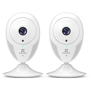 EZVIZ Indoor Wi-Fi Security Camera, Motion Detection Alert, Baby/Pet Monitoring, 111° Wide Angle, Two-Way Audio, Works with Alexa Google Home, 25ft Night Vision (CTQ2C-2 Pack WH)