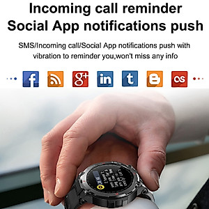 HOUJIN Smart Watch for Men Outdoor Waterproof Tactical Smartwatch Bluetooth Dail Calls Speaker 1.3 inch HD Touch Screen Fitness Tracker Watch for Android and iOS, Black