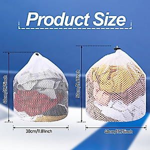 2 Pcs Laundry Bag Mesh Wash Bags Mesh Laundry Bag for Socks Machine Washable Drawstring Design Travel Laundry Garment Bag Mesh Washable for Blouse, Hosiery, Stocking, Underwear 12×16 inch, 16×20 inch