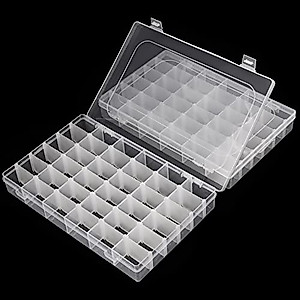 MOUYAT 6 Pack 36 Grids Clear Plastic Organizer Boxes, Adjustable Plastic Craft Jewerly Organizer Storage Boxes with Compartments, Bead Storage Containers for Jewelry Art DIY Crafts Small Parts