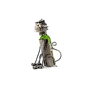 Wine Bodies Sitting Kitty Cat Metal Wine Bottle Holder, Charcoal