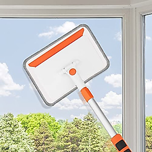 Qaestfy Wall & Baseboard Cleaner Mop Tool with 49'' Long Handle for Cleaning Window Floor Skirting Board Ceiling Bathtub Tub Tile Scrubber Brush Duster with 4 Reusable Pads