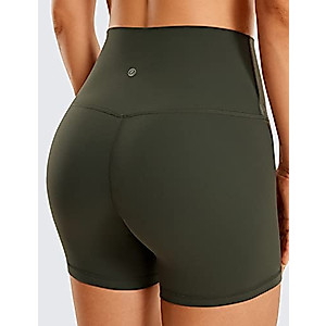 CRZ YOGA Womens ButterLuxe Biker Shorts 6 Inches - High Waisted Workout Running Volleyball Spandex Yoga Shorts Olive Green Medium